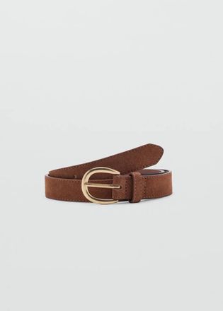 Mango Ceinture cuir su&egrave;de marron - Femme - XL - MANGO