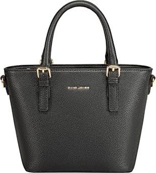 David Jones Mini Sac à main Femme Similicuir - Taille Mini - Avec Bandoulière amovible - Classique Chic Elegant Ville (Black)