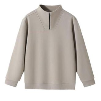 Generic Pull &agrave; col montant &agrave; manches longues pour homme avec demi-fermeture &eacute;clair et col montant pour le quotidien, les activit&eacute;s de plein air, kaki, XXL