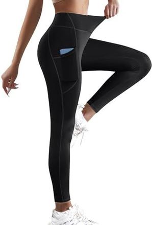 Generic Leggings Femmes avec Poches Taille Haute Legging de Sport Femme Doux et Confortable pour Pilates, Fitness, Coures Pantalon Yoga Opaque Cadeau Ado Fill