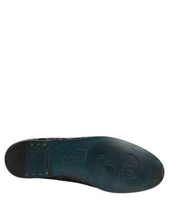 Dolce & Gabbana Mens Silver Jacquard Leather Slip On Loafers Shoes
