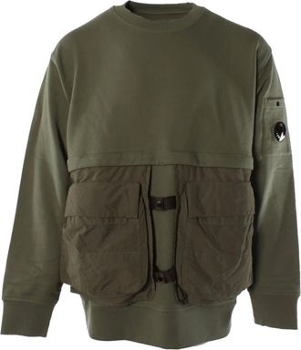 C.P. Company C.p. Company, Homme, Sweatshirts et sweats &agrave; capuche, Vert, Taille: 2XL Diagonal Raised Fleece SweaT-shirt