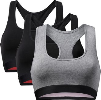 Danish Endurance Damen Bralette BH aus Bio-Baumwolle, 3 Pack, Bügellos und bequemer Halt (Mehrfarbig (2X Schwarz, 1x Dunkelgrau), X-Large)