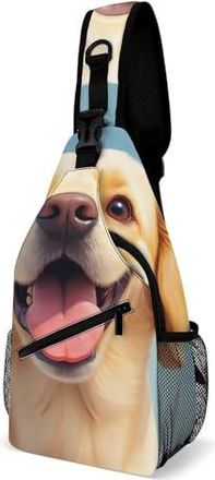 Generic Sacoche Tactique Art animalier de chien Labrador jaune Multifonction Sac &agrave; Bandouli&egrave;re Casual Crossbody Bag pour Randonn&eacute;e Cyclisme Camping