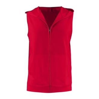 Generic 2026 Veste softshell légère à capuche pour homme, avec fermeture éclair, doublure en polaire, coupe-vent, sans manches, pour la course à pied, Rouge, 