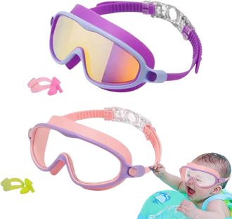Generico Schwimmbrille für Kinder mit breiter Sicht und UV-Schutz, Anti-Beschlag-Brille, ohne Auslaufen, mit Nasenklammer, für Kinder, Pool, Schnorcheln, Tauch