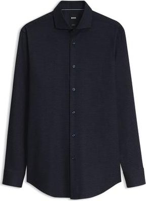 HUGO BOSS Chemise droite col classique &agrave; carreaux en coton m&eacute;lang&eacute;