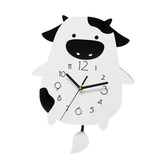 Cabilock Cartoon Kuh Wanduhr Acryl Stumme Uhr Wohnzimmer Schlafzimmer Dekorative Schaukeluhr Nicht Tickend