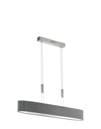 Eglo LED H&auml;ngelampe Romao, Pendelleuchte Esstisch dimmbar, Stahl in nickel-matt, chrom, Textil, Leinen in grau warmwei&szlig;