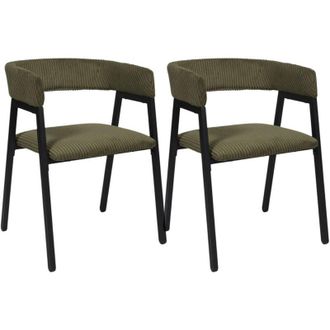 The Home Deco Factory Fauteuil Design Cotele Scott Vert - Lot De 2