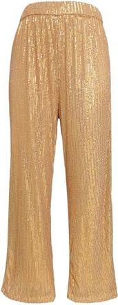 Generic Pantalon droit décontracté à paillettes de couleur unie pour femme pour le travail très doux, doré, M