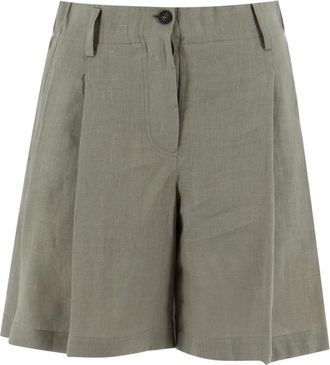 Brunello Cucinelli Femme, Shorts, Vert, Taille: 36 FR Shorts en lin
