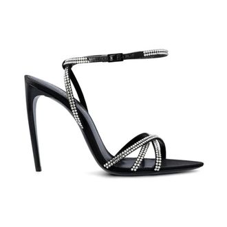 Saint Laurent Stiletto Sandalen mit offener Spitze- Schnalle und Schleife - - Shoes - Damen - Schwarzk - 36 1/2 EU