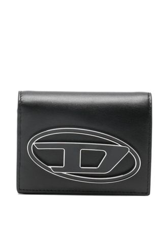 Diesel Portemonnaie - Sleek Black Leather Wallet With Oval Logo And Mult - Gr. unisize - in Schwarz - f&uuml;r Damen