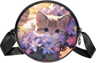 Generic Sac &agrave; bandouli&egrave;re rond pour femme, petit sac &agrave; bandouli&egrave;re avec fermeture &eacute;clair, bretelles r&eacute;glables, style d&eacute;contract&eacute;, pour femmes et filles