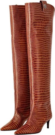 Philipp Plein Stiefel - Stiefel Niedrige Abs&auml;tze Overknee Cocco Crocco Pri - Gr. 35 (EU) - in Braun - f&uuml;r Damen