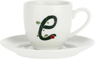 La Porcellana Bianca PORCELLANA Solotua Kaffeetasse mit Untertasse Buchstabe E 85 ml in Geschenkbox