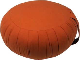 Guru Shop Rundes Einfarbiges Meditationskissen, Yoga Kissen, Yogakissen, Sitzkissen, Bodenkissen, Dekokissen - Orange, 20x35x35 cm