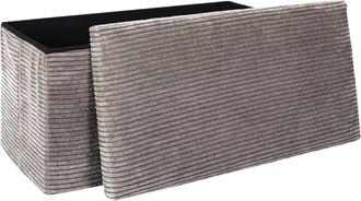 The Home Deco Factory HD0277, Cotele Scott Taupe Klappbanktruhe, Weichheit, M&ouml;bel, Sitz, Klapptruhe und Bank, 76x38x38 cm, Sitzh&ouml;he 38 cm, Taupe