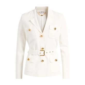 Elisabetta Franchi Femme, Vestes, Blanc, Taille: 42 FR Giacca in maglia punto stoffa