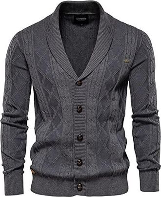 Missmao Cardigan DHiver pour Homme avec col en V col Châle Tricots Manteaux Boutonné Chandail Veste en Tricot Haut Pull Veste Cardigan Gilet,Gris,XXL