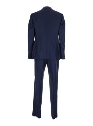 Emporio Armani Mens Single-Breasted Wool Suit Blue Suits