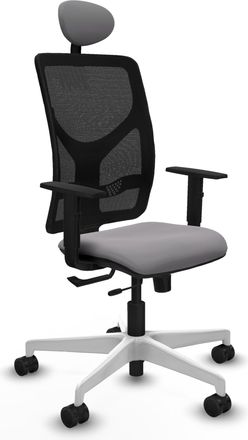 Piqueras y Crespo B&uuml;rostuhl mit 1D-Armen, h&ouml;henverstellbare Lendenwirbelst&uuml;tze und festes Kopfteil, ausgestattet mit Syncro/Traslack und Schneideschaum. Schwarz/Grau
