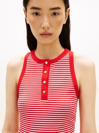 Tommy Hilfiger T-Shirt GOLD BUTTON HENLEY TOP mit kurzer Knopfleiste