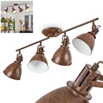 HOFSTEIN Deckenleuchte Koppom, Deckenlampe aus Metall in Rostbraun/Wei&szlig;, 4-flammig, mit verstellbaren Lampenschirmen und Lampenarmen, 4 x E14-Fassung, Retro-De
