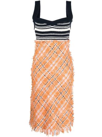 Marni robe en maille &agrave; jupe en tweed - Orange