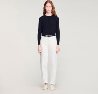 Sandro Cardigan court col rond rembourr&eacute;