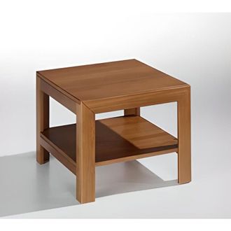 PEGANE Pegane - Table basse rectangulaire avec &eacute;tag&egrave;re en pin massif coloris cerisier - Longueur 55 x Profondeur 55 x Hauteur 45 cm