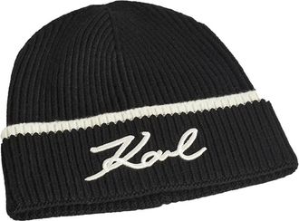 Karl Lagerfeld Femme, Accessoires, Noir, Taille: ONE Size K/Signature Cashmere Bend Beanie