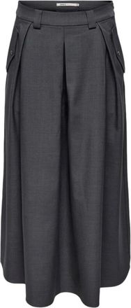 Only Only, Femme, Jupes, Gris, Taille: 38 FR Jupe Grise à Fermeture Éclair avec Poches