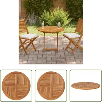 vidaXL vidaXL Massivholz Tischplatte - Tischplatte Massivholz Teak Rund 2,5 cm 80 cm