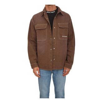 Palm Angels Giacca Camicia - - Shirts - Herren - Braun - M