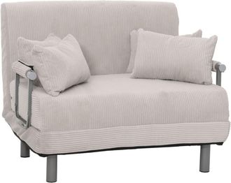 Hhg Schlafsessel HHG 702, Klappsessel Schlafsofa G&auml;stebett, Liegefl&auml;che 190x100cm, Stoff Cord (330g/m&sup2;) hellgrau