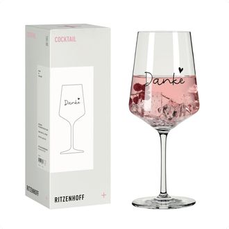 Ritzenhoff 8171025 Cocktailglas 500 ml, Serie Spr&uuml;che - mit liebevoll gestaltetem Schriftzug Danke - Made in Germany
