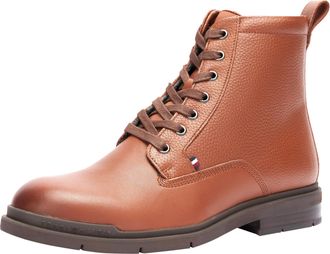 Tommy Hilfiger Herren Low Boot Stiefel Warm aus Leder, Braun (Winter Cognac), 46
