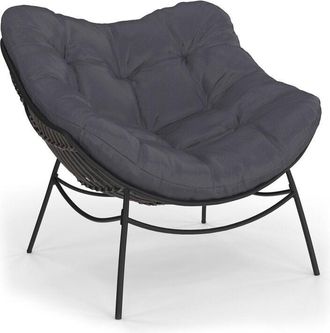IDMarket Idmarket - Relax-Gartensessel loa mit grauem Rattan-Effekt und grauem Kissen