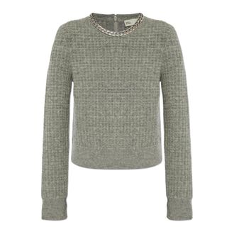 Tory Burch Femme, Pulls, Gris, Taille: 42 FR Pull en maille cha&icirc;ne en laine m&eacute;lang&eacute;e