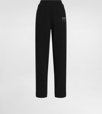 Dolce & Gabbana Jersey Jogging Pants With Rhinestone-detailed Dg Logo Embroidery - Frau Hosen Und Shorts Schwarz 38