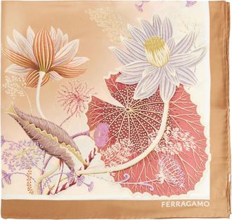 Ferragamo Femme, Accessoires, Beige, Taille: ONE Size Ninfee Silk Scarf