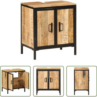 vidaXL vidaXL Badm&ouml;bel - Waschbeckenunterschrank 55x35x60 cm Massivholz Mango und Eisen