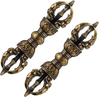 Valiclud Messing Vajra St&ouml;&szlig;el 2 St&uuml;ck Miniatur Buddhismus Dekor Retro Wohnkultur Figur f&uuml;r Schreibtisch und Zuhause