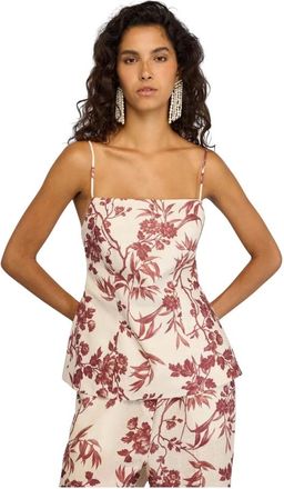 Semicouture Femme, Tops, Multicolore, Taille: 38 FR Top en lin &agrave; encolure carr&eacute;e