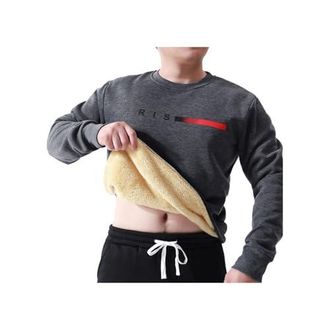 Generic Sweat-shirts pour hommes UK, pulls en polaire pour hommes, col rond, doublure en polaire, sweat-shirts thermiques dhiver, chauds, &agrave; manches longues, p