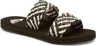 Roxy Sandales Porto Slide II pour femme, Noir/blanc, 40 EU