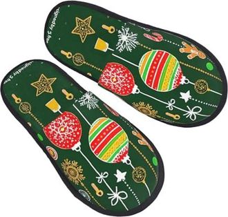 Generic Pantoufles imprim&eacute;es de No&euml;l pour femmes, chaussons dint&eacute;rieur et dext&eacute;rieur &agrave; semelle douce et moelleuse
