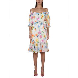 Moschino Off Shoulder Flower Chin&eacute; Kleid - - Dresses - Damen - Mehrfarbig - M